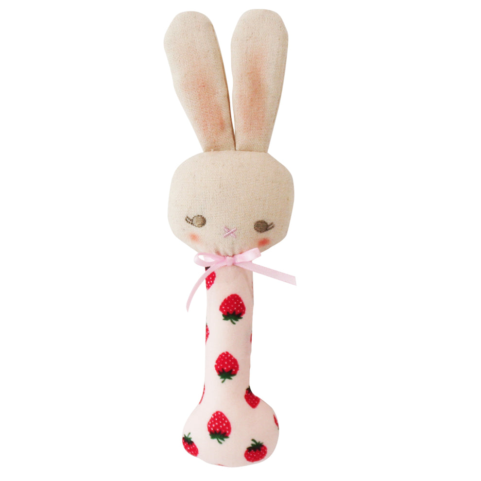 Alimrose Bunny Stick Rattle - Sweet Strawberry Fun